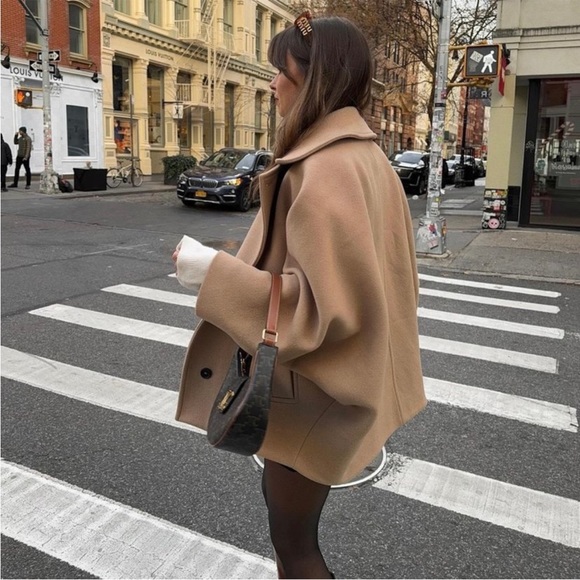 Zara | Jackets & Coats | Zara Cropped Oversized Wool Coat Zw Collection | Poshmark